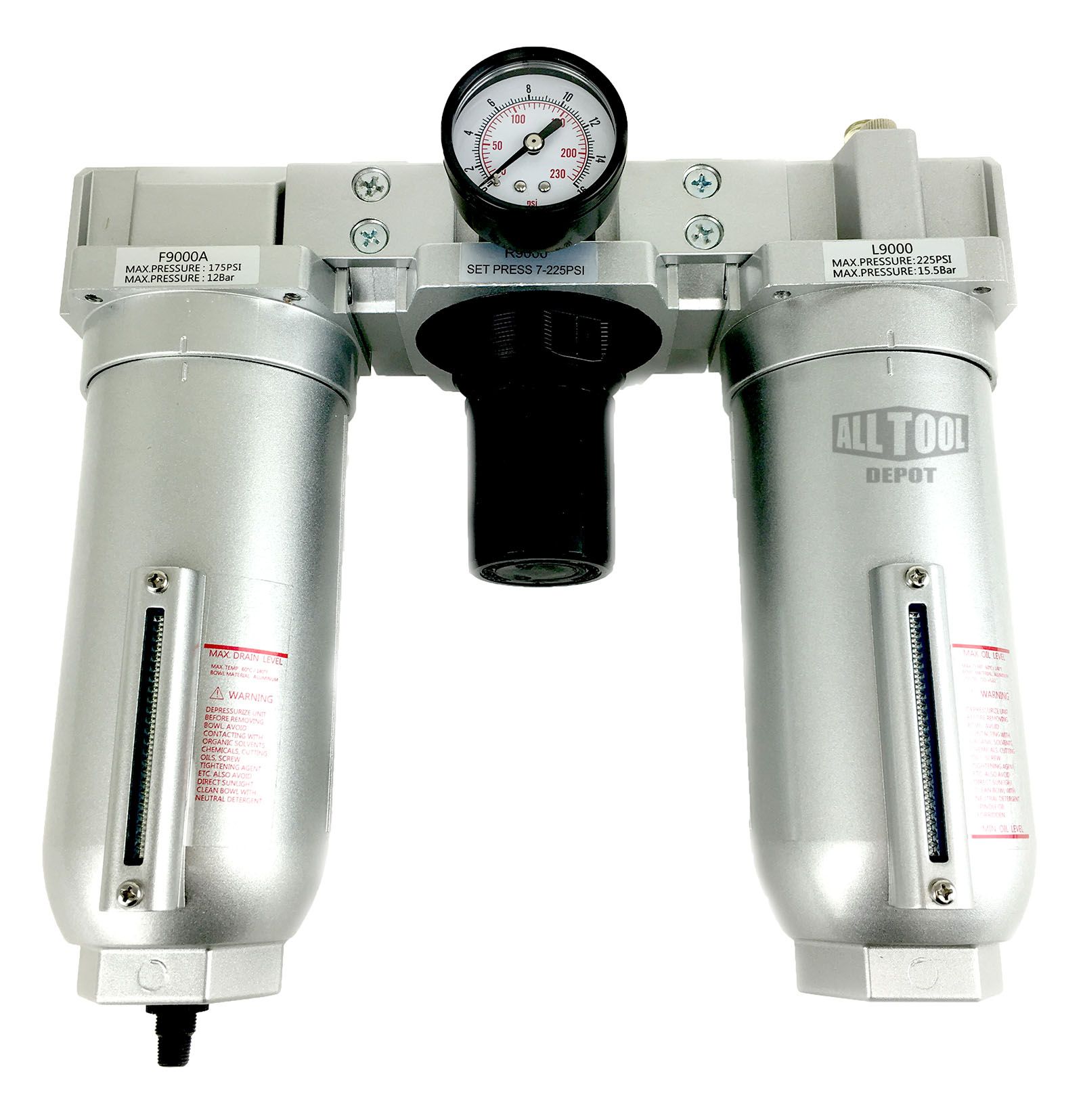 1″ NPT SUPER DUTY Compressed Air In Line Filter Regulator Lubricator ...