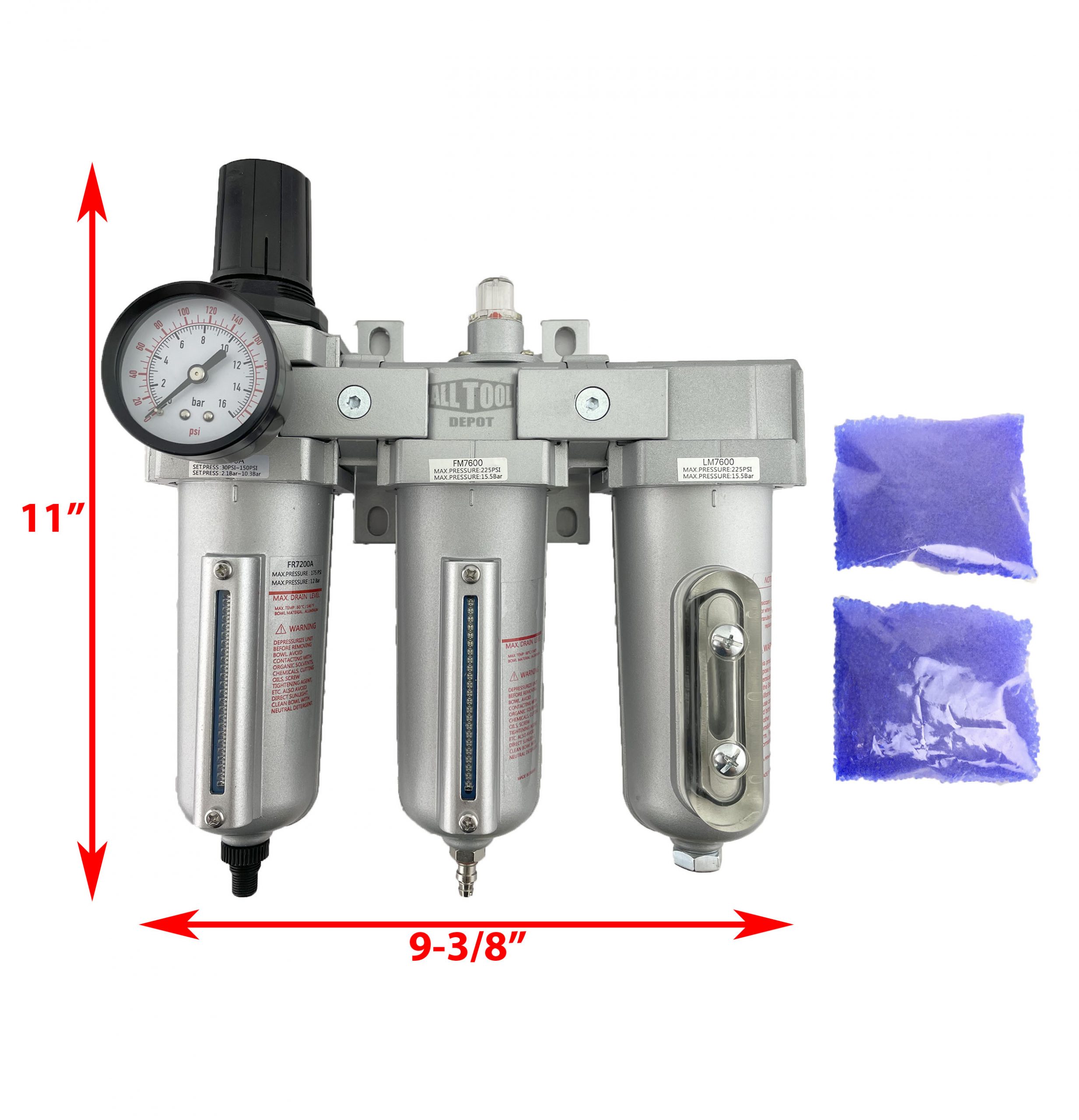 3/4″ NPT HEAVY DUTY Compressed Air In Line Filter Regulator Lubricator ...